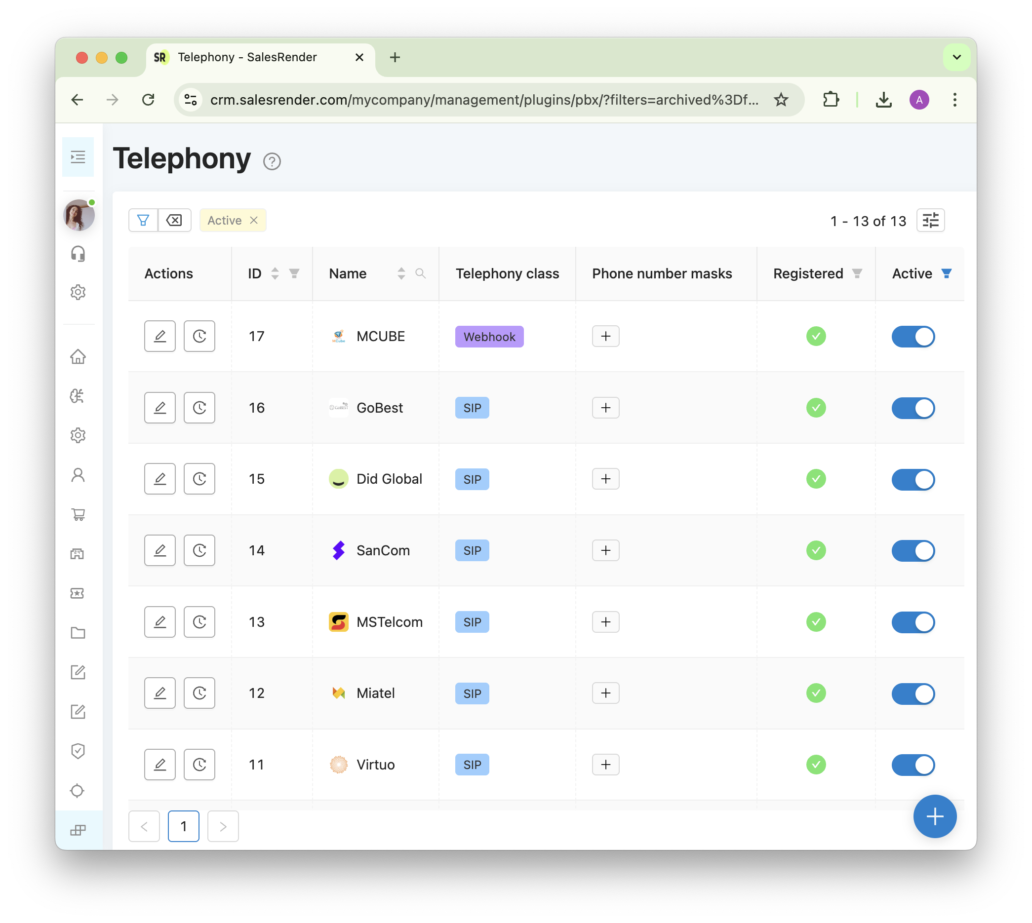 Auto-rotation of telephony providers | SalesRender Wiki